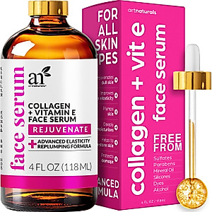 artnaturals Collagen Booster Serum for Face - Anti-Aging Reduces Wrinkles and Boosts Collagen - Heals and Repairs Skin - Improves Tone and Texture - Hyaluronic Acid & Vitamin E - 4 oz.