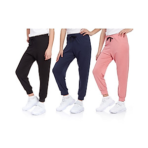 Sweet Hearts Girls' Sweatpants - Super Soft Athletic Performance Joggers: Made in USA (3 Pack), Size 10-12, Black/Mauve/Navy