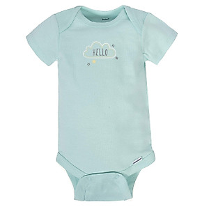 Gerber Baby 8-Pack Short Sleeve Onesies Bodysuits, Animals Green, 0-3 Months