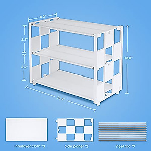 NiHome 3-Tier Stackable Shoe Rack Organizer - Adjustable, Lightweight and Expandable for Small Spaces, Holds 6 Pairs, Ideal for Closet, Hallway, Entryway, Bedroom (White)
