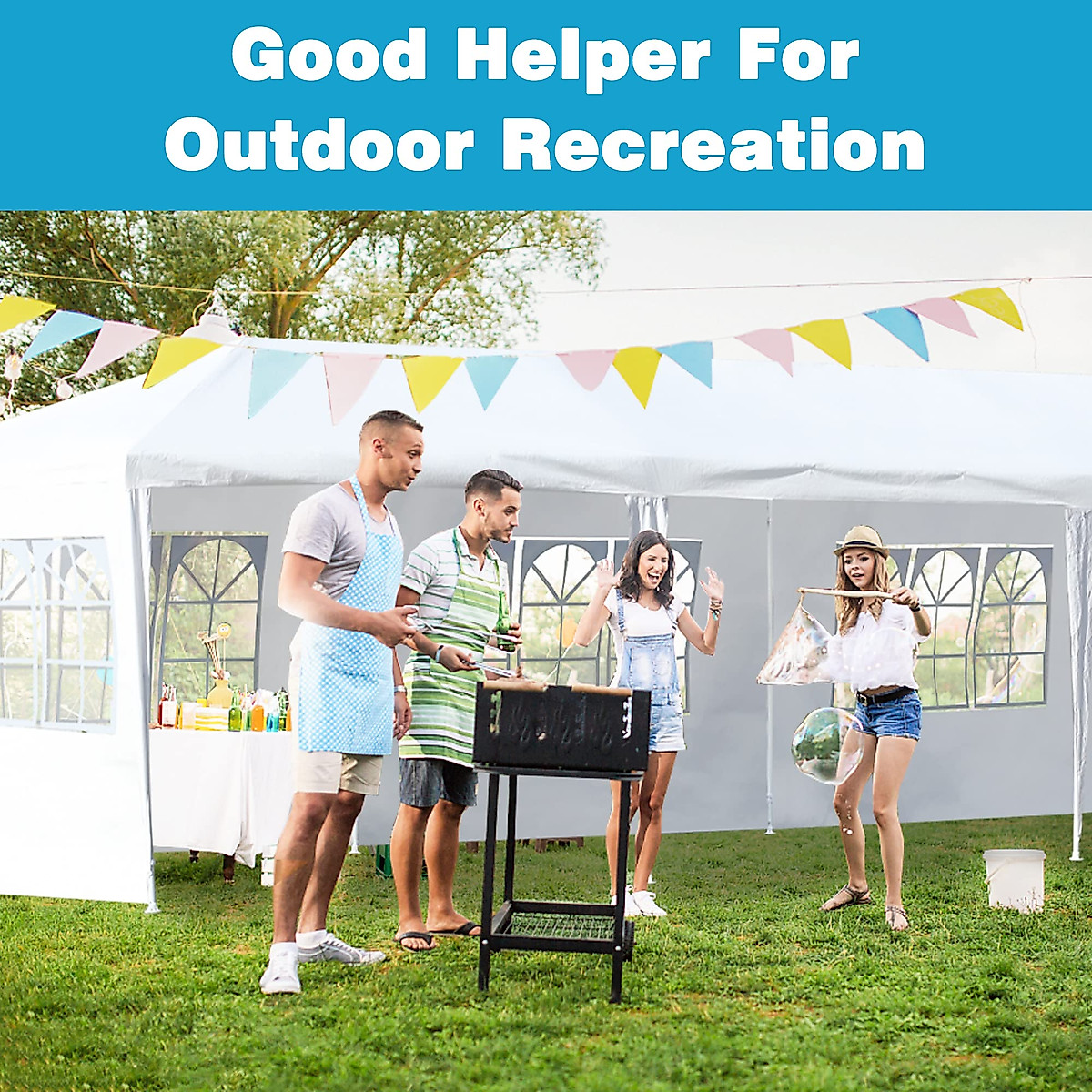 Canopy 10'x30' Party Tent Heavy Duty Outdoor Gazebo Wedding Party Tent with 5 Removable Sidewalls Waterproof UV Resistant for Wedding Camping Shelter BBQ,White