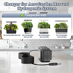 DONYOIE 12V Charger for AeroGarden Harvest 360 Slim Elite 100690-BLK 100691 100692-BLK 100693-PPL 100694-BLK 100695-PPL Power Cord Replacement AC Adapter DC Adaptor Supply