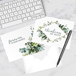 Canopy Street Greenery Floral Sympathy Cards / 24 Sympathy Cards And Envelopes / 6 Modern Designs / 4 5/8" x 6 1/4" Sympathy Greeting Cards