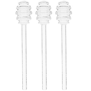 Tofficu 3Pcs Glass Honey Dipper Sticks, Clear Honey and Syrup Dippers, Reusable Honey Stirrer Stick Honey Jam Syrup Stirring Wand for Honey Jar Dispense Pot Jar Containers