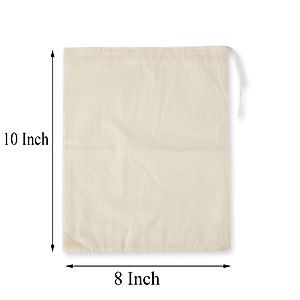 FOCCIUP 10 Pcs 8x10 Inches Reusable Muslin Bags with Drawstrings Cotton Sachet Bags for Jewelry Party Favors