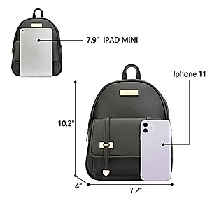 KKXIU Women Small Backpack Purse Convertible Leather Mini Daypacks Crossbody Shoulder Bag (Black)