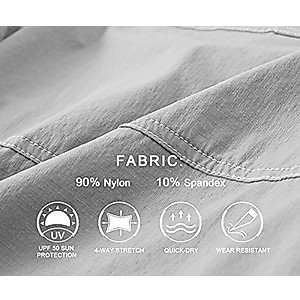 BASUDAM Men's Cargo Hiking Shorts Stretch Quick Dry Lightweight Work Shorts 6 Pockets for Camping Travel Light Grey 36