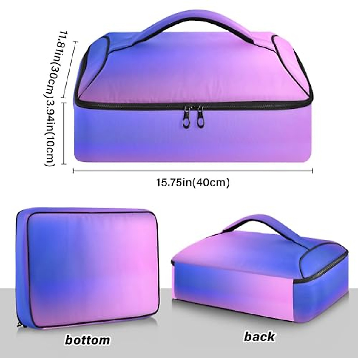 Kcldeci Insulated Thermal Food Carrier Insulated Casserole Carrier for Hot or Cold Food,Bright Eco Gradient Insulated Tote Bag for Potluck Cookouts Parties Picnic,Lasagna Lugger