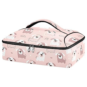 Kcldeci Insulated Thermal Food Carrier Insulated Casserole Carrier for Hot or Cold Food,Cute Dogs (2) Insulated Tote Bag for Potluck Cookouts Parties Picnic,Lasagna Lugger