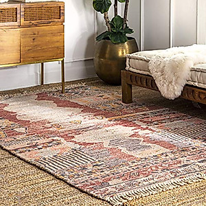 nuLOOM Hermina Flatweave Tribal Jute Area Rug, 5 ft x 8 ft, Multi