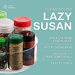 Home Intuition Round Plastic Lazy Susan Turntable Food Storage Container for Kitchen (1 Pack)