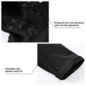 Gopune Men's Lightweight Soft Shell Jacket Fleece Lined Waterproof Hooded Hiking Winter Jacket (Black,L)