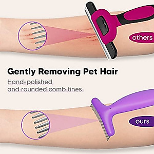 FLUFFEE Cat Brush, 3 In 1 Cat Shedding Brush for Indoor Cats, Cat Grooming Brush for Short or Long Haired Cats with 3 Replaceable Combs, Cat Hair Comb for Removes Undercoats Tangles Loose Fur, Purple