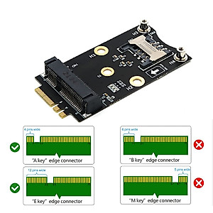 Mini PCI-E to M.2(NGFF) Key A/E Adapter with SIM Card Slot