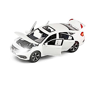 LUTPOL Die Casting 1/32 Toy Car for Honda Civic Metal Alloy Die Cast Miniature Model Simulation Sound Light Sedan Toys Vehicle for Children Unzip Toy ( Color : White )