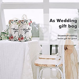 Frienda Floral Thank You Gift Bags,12 x 15 Inch Thank You retail Bags,Plastic business bags with Handle for shopping Present Wrapping,2.76 Mil Thick (50 Pieces)