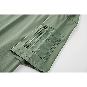 KLIEGOU Mens 100% Cotton Hipster Hip Hop Crewneck T-Shirt with Zip Pocket (TS216 Light Green, Small)