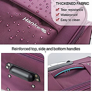 Hanke 20" Softside Expandable Carry on Luggage with Spinner Wheels, Lightweight upright Suitcase with TSA Lock,Rolling Travel Luggage for Woman Man,20-Inch(Purple)