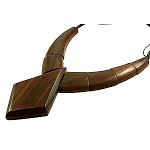 Swimmi Natural Wood Necklace, Large Boho Tribal Wooden Necklace for Women Men, adjustable 18-30 inch Waxed Cord Handcrafted Sono Wood Necklace GA082