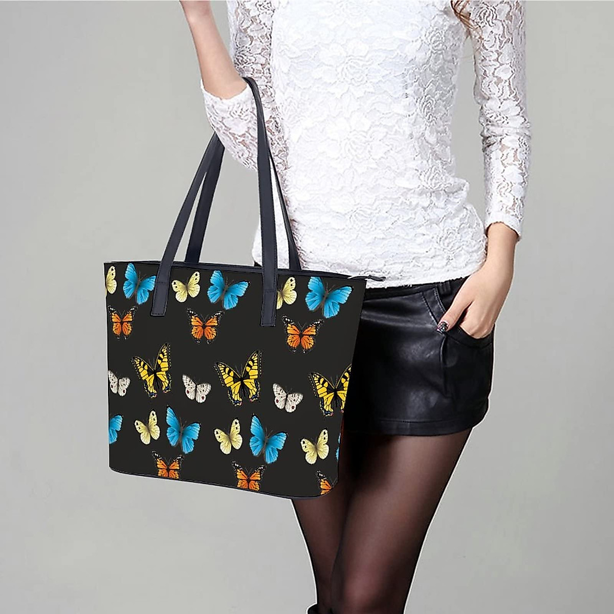 Beautiful Butterfly Women's Tote Bag PU Leather Shoulder Bag Handbags Purse For Work Shopping Travel
