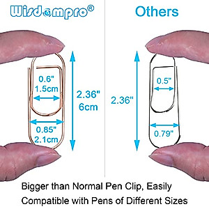 Wisdompro Pen Clip, 12 Pack Stainless Steel Pen Clip Holder for Notebook, Books, Journal, Clipboard, Paper, etc. - Fits Almost Any Pen Size (Rose Gold)