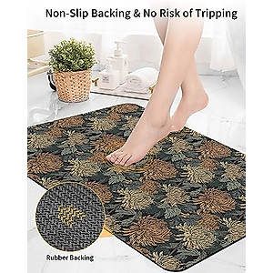 Dahlia Flower Bath Mat for Tub,Non Slip Bathroom Floor Runner Rug Quick Dry & Absorbent Diatomaceous Earth Kitchen Room Shower Sink Washable Doormat,Country Farmhouse Chrysanthemum Floral 16"x24"