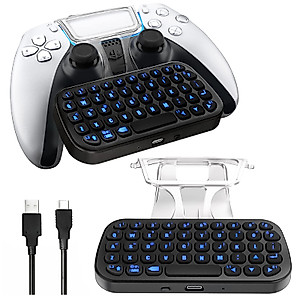 Nargos PS5 Controller Keyboard with Backlight Playstation 5 DualSense Chatpad Wireless Bluetooth Mini Keyboard Controller Accessories - Black