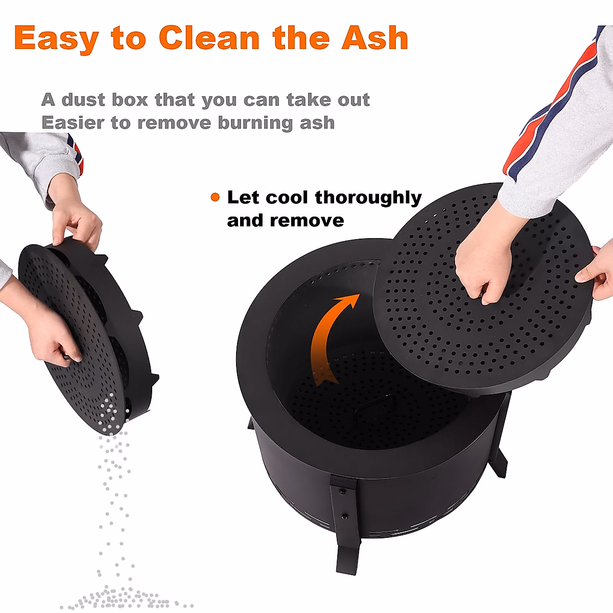 TITIMO Smokeless Fire Pit 19.5”inch Bonfire Low Smoke Stove 360°Rotating Grill pan with Removable Ash Pan Alloy Wood Burning Outdoor Fire Pit for Backyards and Camping Park Party BBQ Waterproof Bag