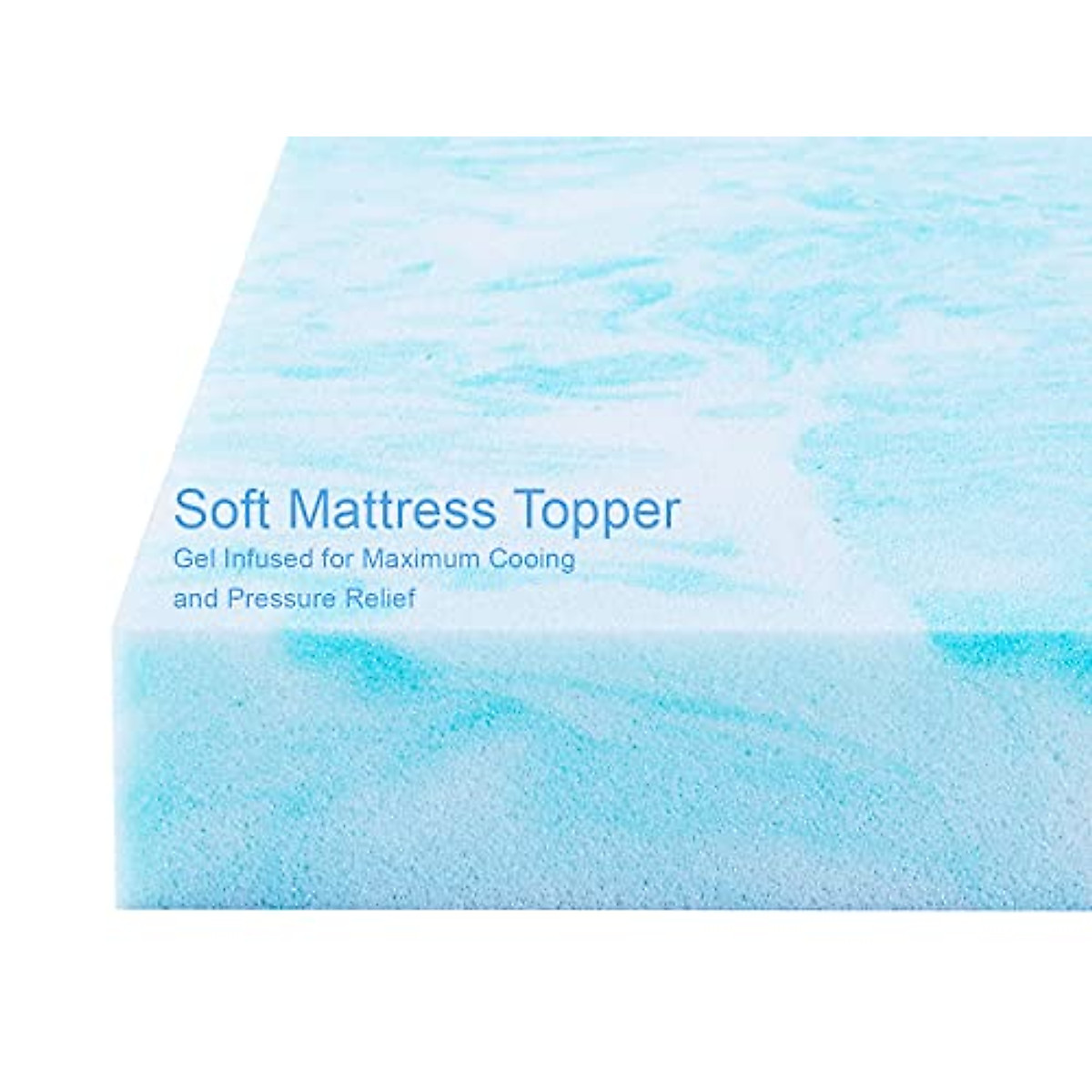 Irvine Home Collection King Size 3" Swirl Cooling Gel Infused Memory Foam Mattress Topper, CertiPUR-US, Breathable, Plush, Pressure Relief, Blue