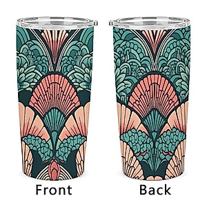 HaxigWcufx Stainless Steel Tumbler with Lid 20 Oz Acuum Insulated Tumbler Hand Drawn Fan Coffee Mug for Travel Reusable Car Cup Double Wall Insulated Cup for Coffee