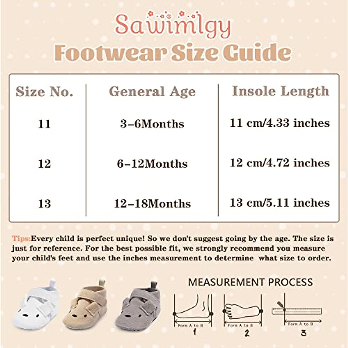Sawimlgy Newborn Infant Baby Boys Girls Fleece Booties Soft Anti Skid Sole Slip On House Animal Slipper Crib Sock Warm Shoes for New Walkers