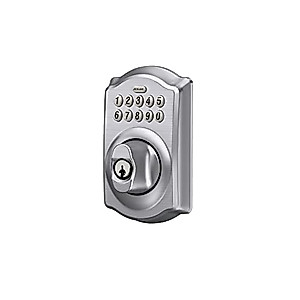 Schlage BE365 CAM 626 Camelot Keypad Deadbolt, Electronic Keyless Entry Lock, Satin Chrome