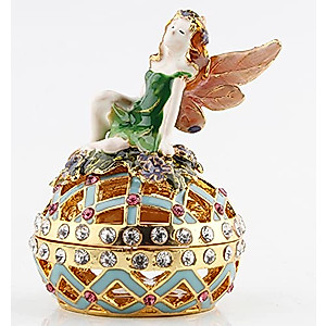 SEVENBEES Angel Figurines Collectibles Angel Gifts for Women Girls Jewelry Box Trinket Boxes Hinged Ring Holder
