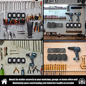 YAMTO Metal Wall Mount Holder fits for Makita and Bosch 18V Lithium-Ion Batteries,Tool Batteries Rack Effortless Organization,Secure 4 Slot Organizer for a Clutter-Open Workspace