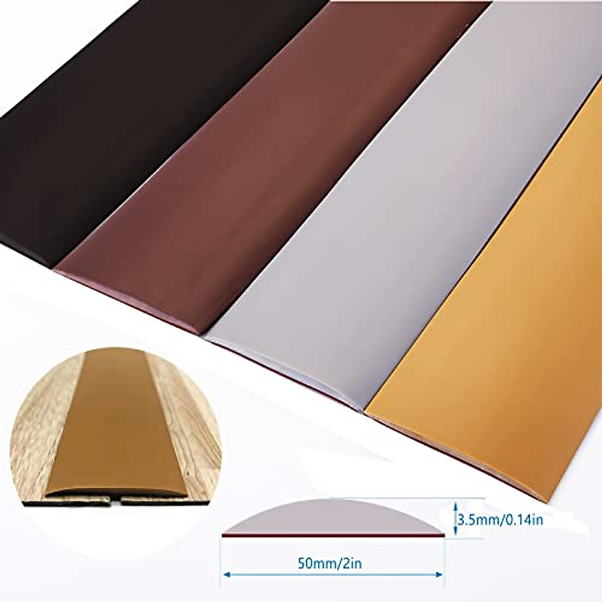 Floor Transition Strip Self Adhesive Vinyl Floor Flat Divider Strip Cover Strip Door Transition Strip for Laminate Flooring, 2-Inch by 7-Ft, Light Brown