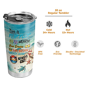 20oz Flip Flop Tumbler, Summer Sea, Ocean, Beach Gifts, Coffee Thermos for Women, Stainless Steel Double Wall Vacuum Insulated Coffee Mug, Travel Cup with Lid