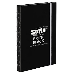 SoHo Urban Artist Brick Sketchbook Journals for Sketching, Drawing, Colored Pencils, Graphite, and More - Black 5.5"x8.5" (150 GSM, 80 Sheets) - 2 Pack