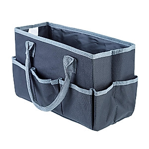 Large Craft Storage Tote Bag with 10 Pockets | Scrapbooking, Sewing, Art Supplies, Organizer Caddy with Handles | Perfect Carrying Case for Travel, School, Medical or Office Supplies | Black