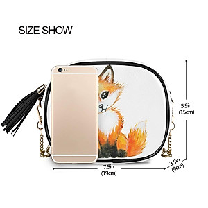 ALAZA PU Leather Small Crossbody Bag Purse Wallet Cute Little Fox Animal Print Cell Phone Bags with Adjustable Chain Strap & Multi Pocket