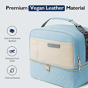 GLORIEROO Large Lunch Bag Women - 2 Tier Vegan Leather Insulated Leakproof Waterproof Lunch Box Cooler with Removable Strap for Work Travel Picnics Teacher Mothers Day Christmas Gifts for Women
