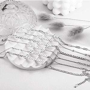 Jewenova Sterling Silver Name Bracelet/Anklet Personalized Cuban Chain Bracelet with Name S925 Custom Anklet Personalized Jewelry Gift for Women