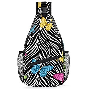 Sling Bag for Women, Mini Crossbody Shoulder Chest Small Backpack for Travel Hiking (Butterfly)