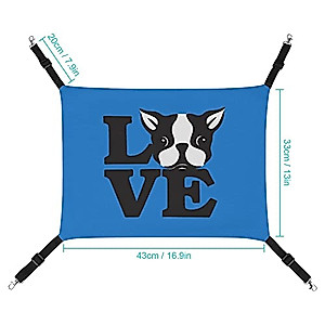 I Love Boston Terriers Pet Hammock Comfortable Adjustable Hanging Bed for Small Animals Dogs Cats Hamster