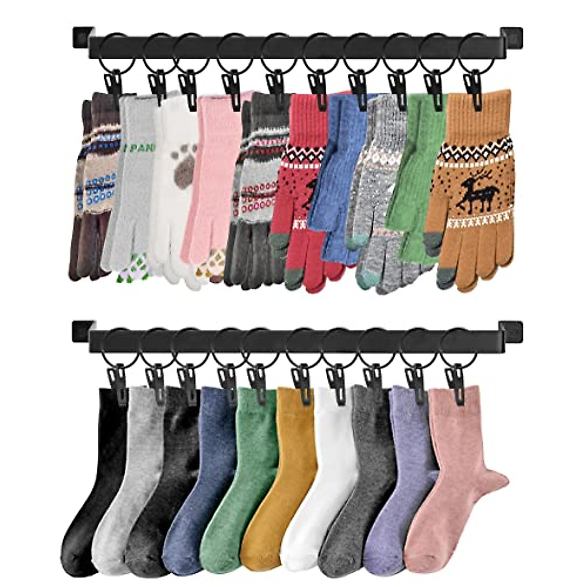 yeavs Hat Rack for Wall Baseball Cap Set of 2, Metal Hat Hanger with Hooks, Wall Mount Cowboy Hat Storage Display Sock Scarf Organizer for Door Closet Entryway Bedroom