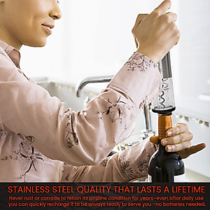 Premium Electric Wine Opener By SETORIS- Automatic Electric Wine Bottle Corkscrew Opener With Foil Cutter Set- Rechargeable Cordless Stainless Steel Bottle Opener For Home, Bars & Professional Use