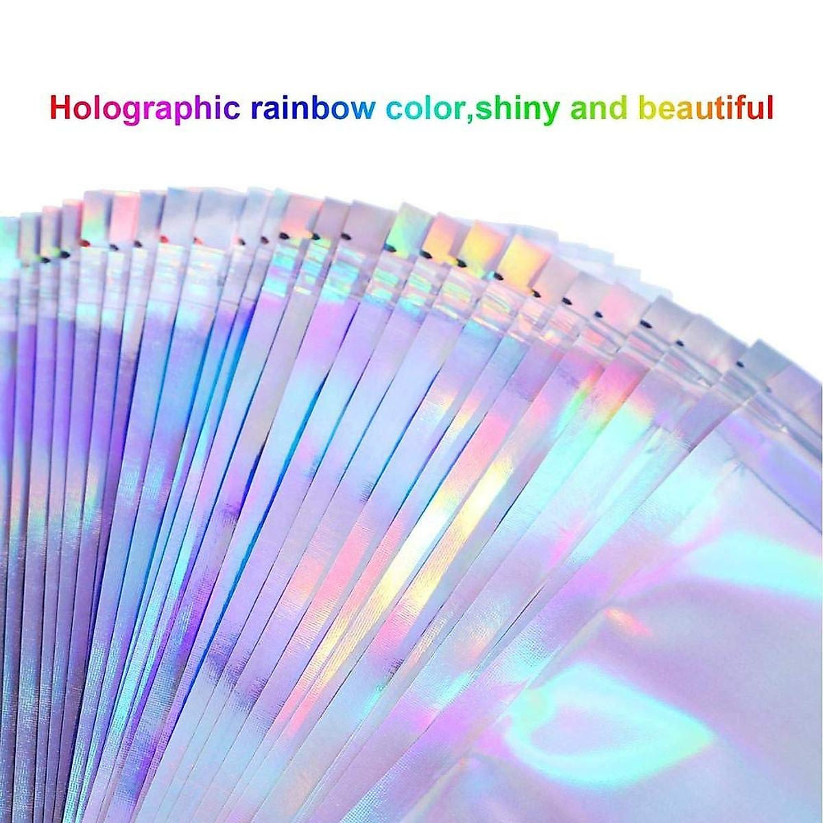 Mylar Bags - 100 Pieces Smell Proof Bags - Ziplock Bags Holographic Rainbow Color - 3x4 Inch Resealable Bags - Mylar Bags for Food Storage - Packaging Bags for Candy and Dried Fruits
