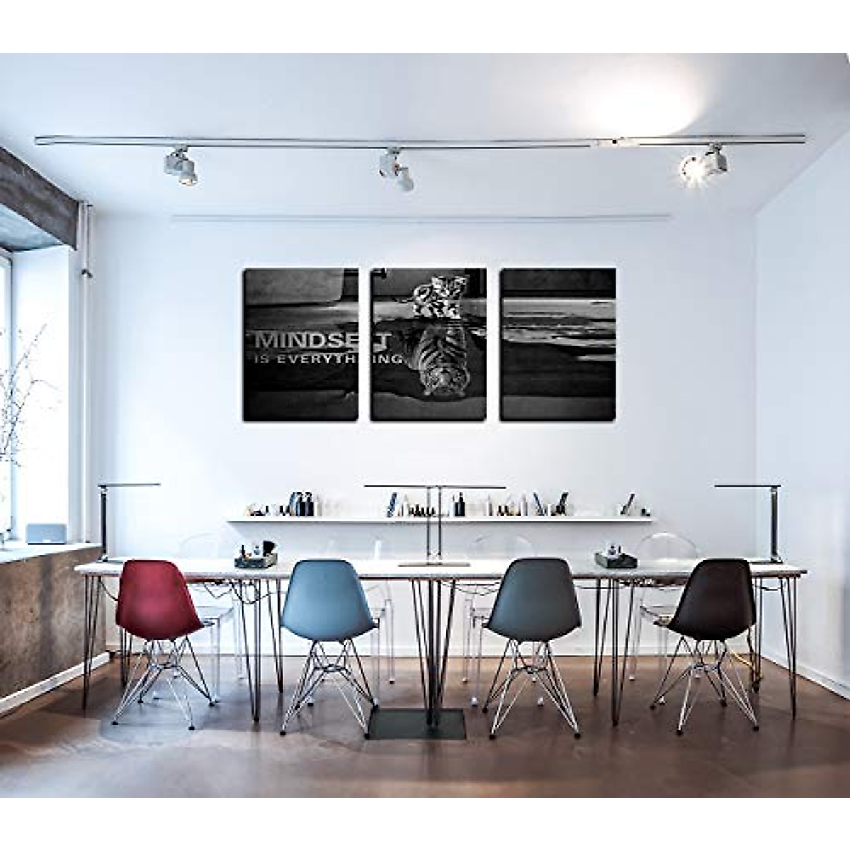 3 Panels Mindset is Everything Motivational Canvas Wall Art Inspirational Entrepreneur Quotes Poster Print Artwork Painting Picture for Framed Home Decoration Living Room office bedroom 36''W x 16''H