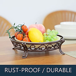 Yimobra Metal Plant Stand for Outdoor Indoor, Heavy Duty Flower Pots Holder Rustproof Wrought Iron Planter Stands Garden Round Supports Rack for Planter 11.8 Inches, Bronze Black