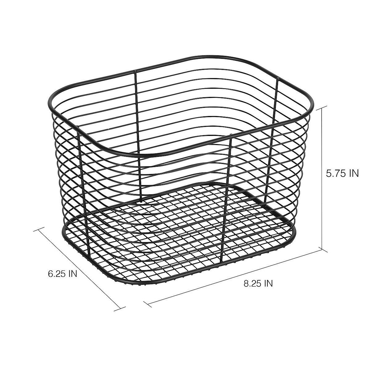 iDesign Vienna Large Steel Wire Storage Basket - 7.4" x 9.4" x 5.7", Matte Black