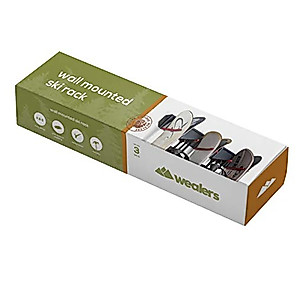 Wall Mounted Horizontal Rack for Storage of Skis and Poles-Heavy Duty Weatherproof Nonslip Garage Wall Organizer for Carrying Snowboard, Hockey Sticks, Skates, Helmets (Large, 2 Ski Sets)